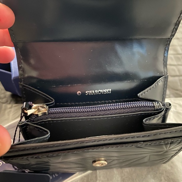 Swarovski | Accessories | Swarovski Navy Leather Wallet Nwt | Poshmark